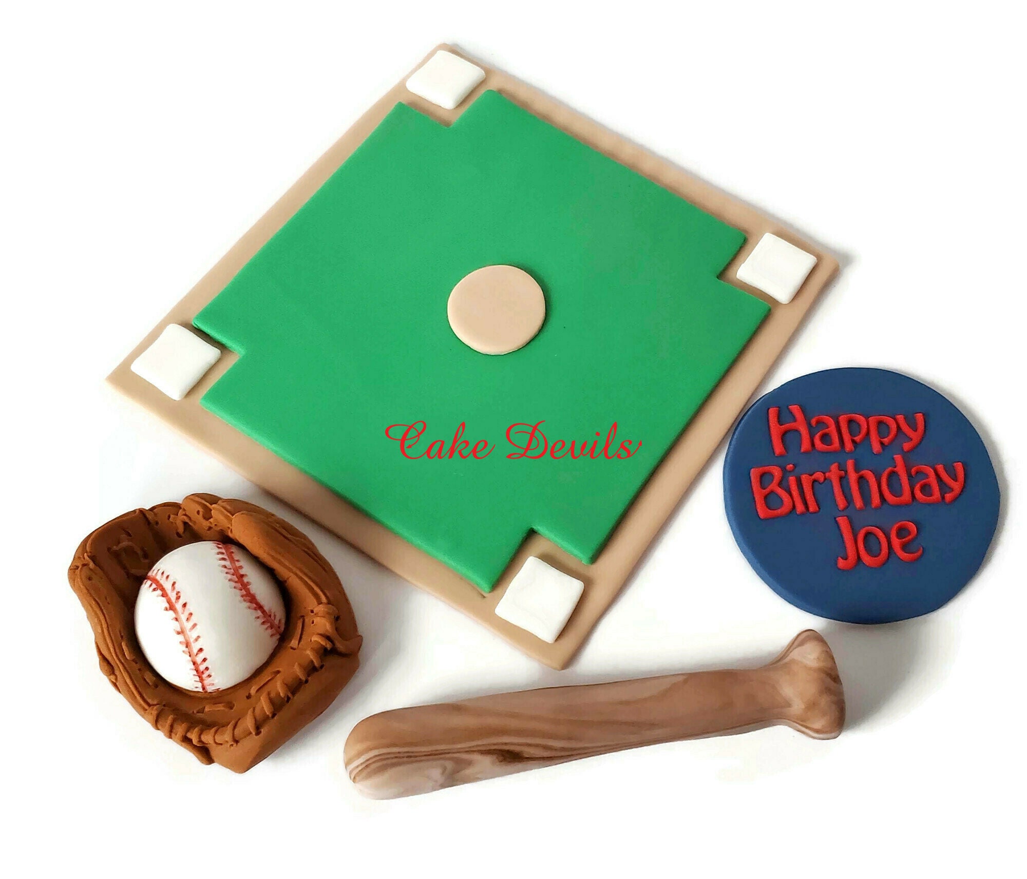 Fondant Baseball Cake Toppers, Baseball Bat, Baseball Glove and ...