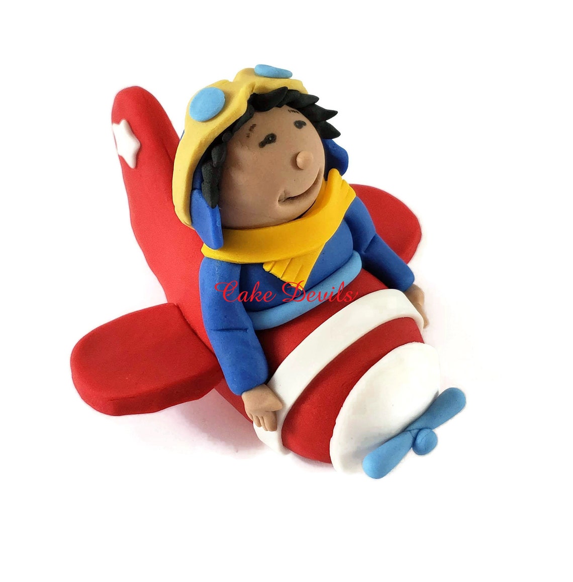 Boy in Plane Fondant Cake Topper Coming in for a Landing - Etsy