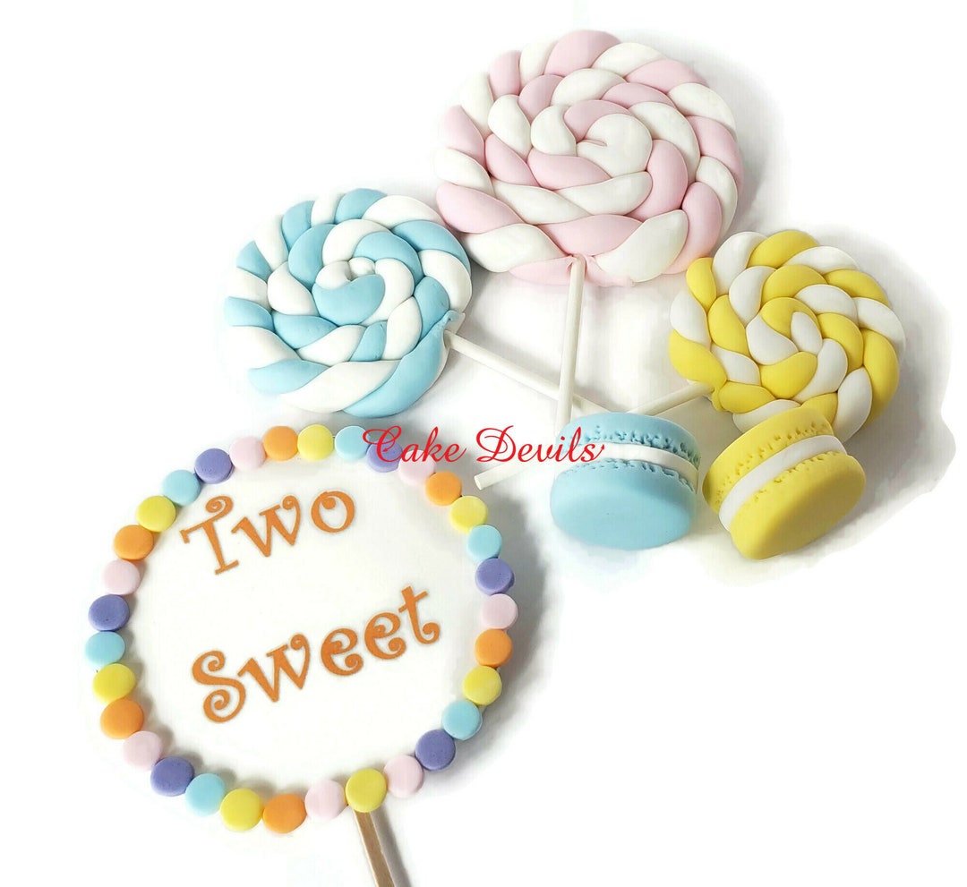 Candy Land Baby Shower Cake Topper, Lollipop Cake Decorations, Fondant ...