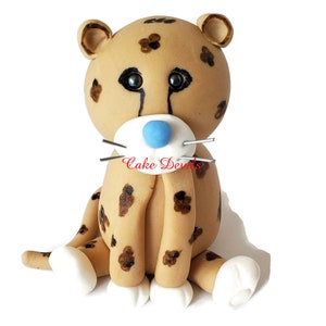 Fondant Cheetah Cake Topper, Birthday Party Cake, Leopard Cake ...