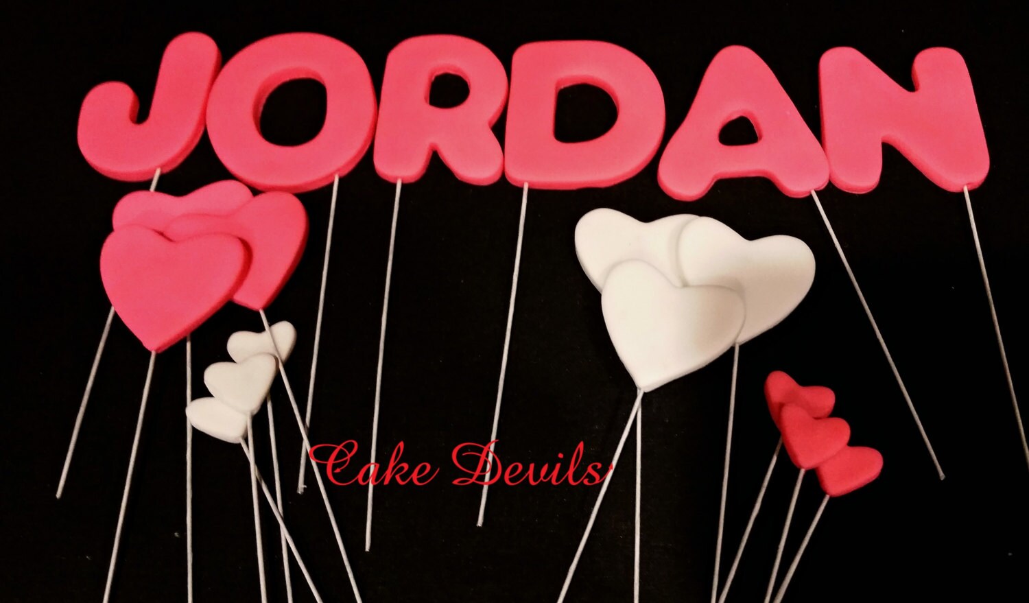 Handmade Edible Fondant Exploding Name With Stars or Hearts | Etsy