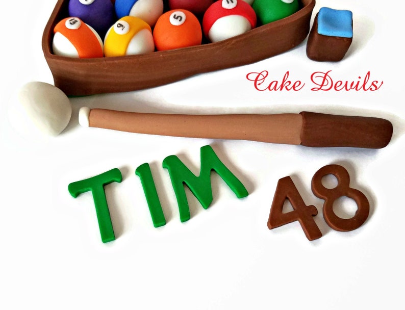 Pool Table Cake Topper Billiards Cake Decorations Fondant - Etsy UK