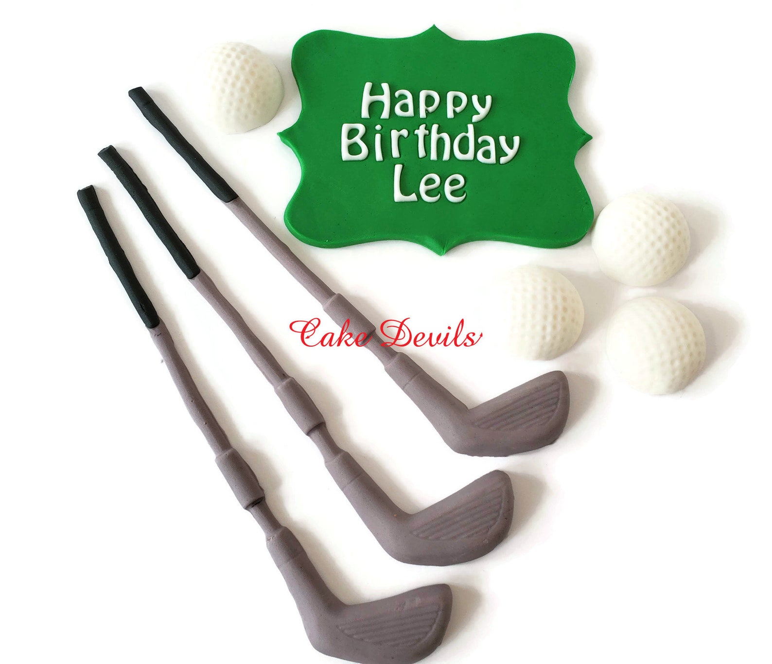 Fondant Golf Cake Toppers Golf Clubs Golf Balls and Plaque - Etsy