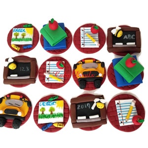 Fondant Back to School Themed Cupcake Toppers, Teacher Appreciation ...