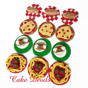 Italian Food Cupcake Toppers, Fondant Cupcake Decorations, Italy Party ...