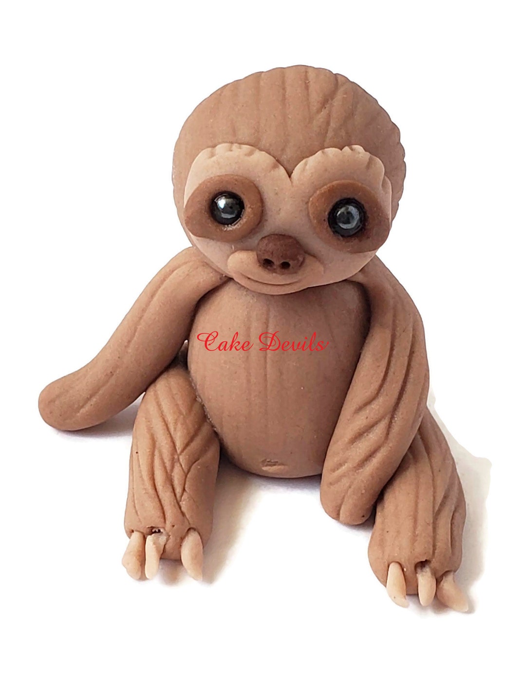 Fondant Baby Sloth Cake Topper, Handmade Little Sloth Sitting up Cake ...