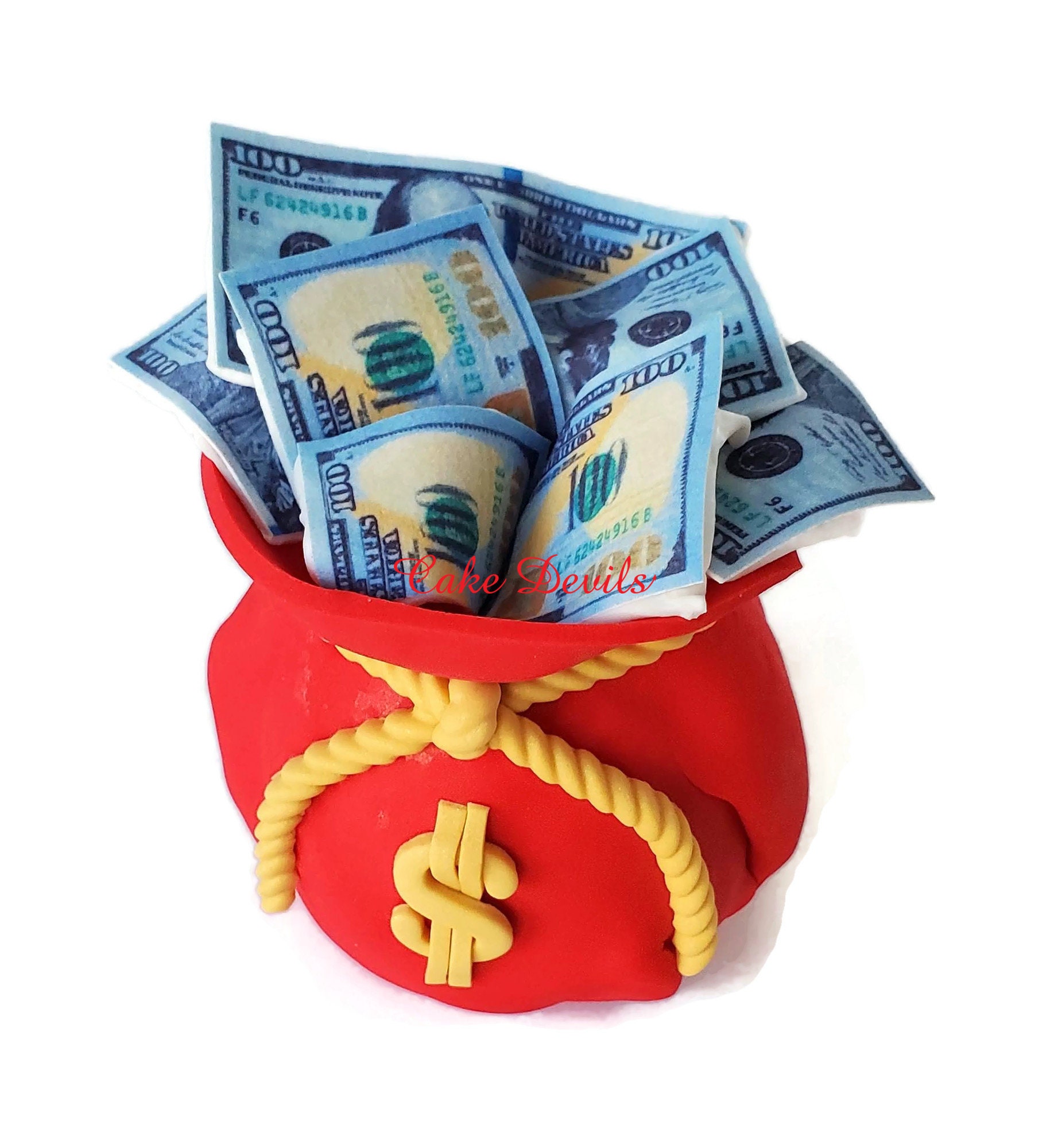 Fondant Money Bag and Edible Image Money Cake Topper Set 100 | Etsy