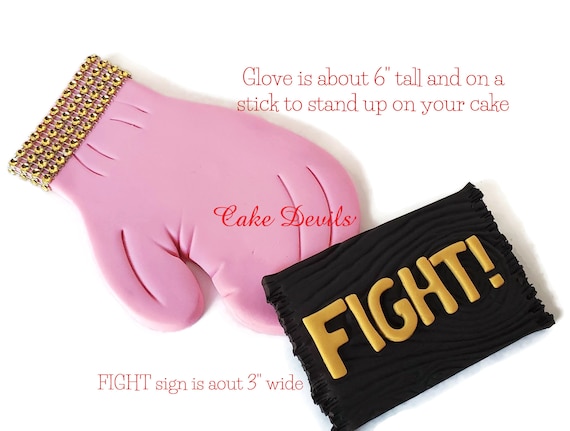 Fondant Pink Boxing Glove Cake Topper to stand up on Cake, Handmade ...