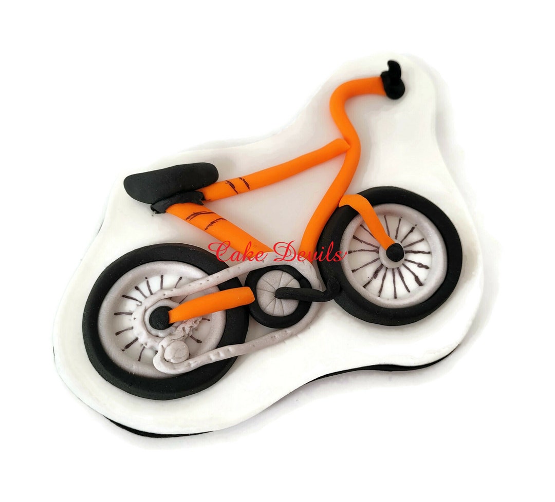 Bicycle Cake, Fondant Bike Cake Topper, Handmade Cyclist Cake ...