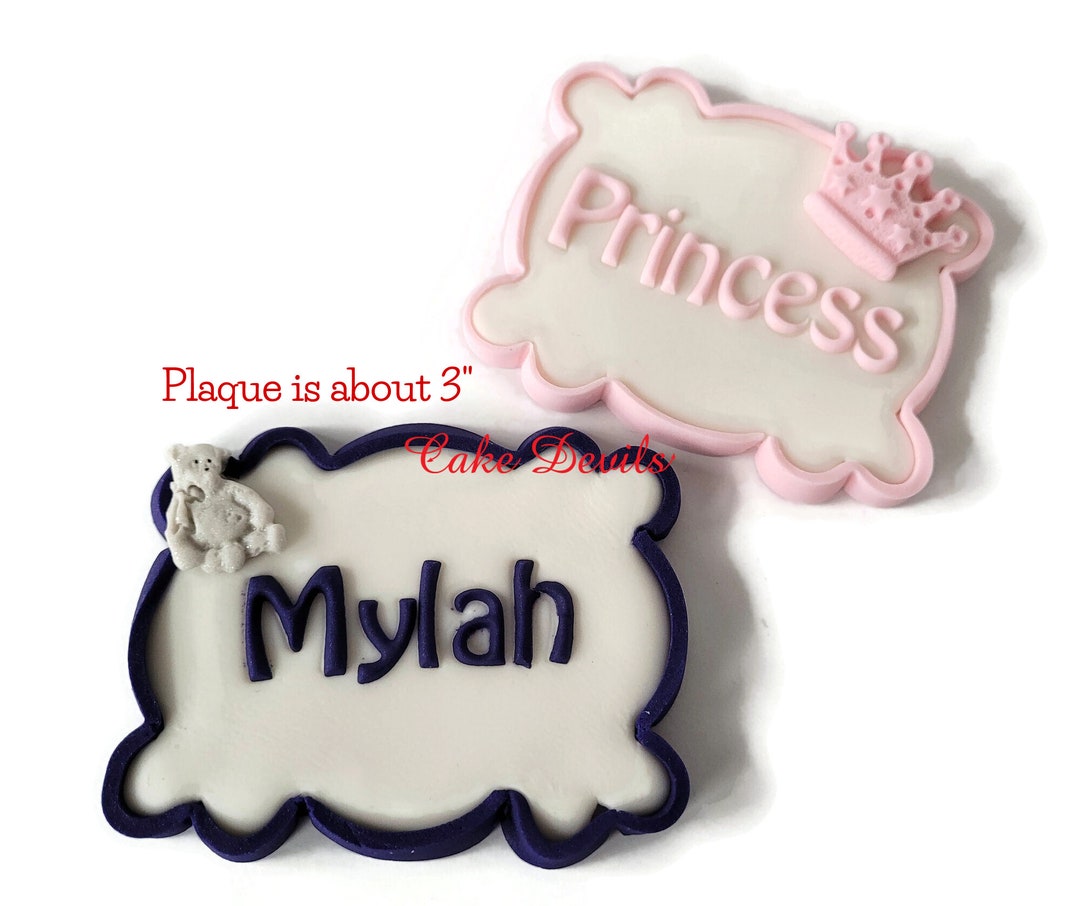 Personalized Name Plate Cake Topper, Fondant Plaque Sign for Cake With ...