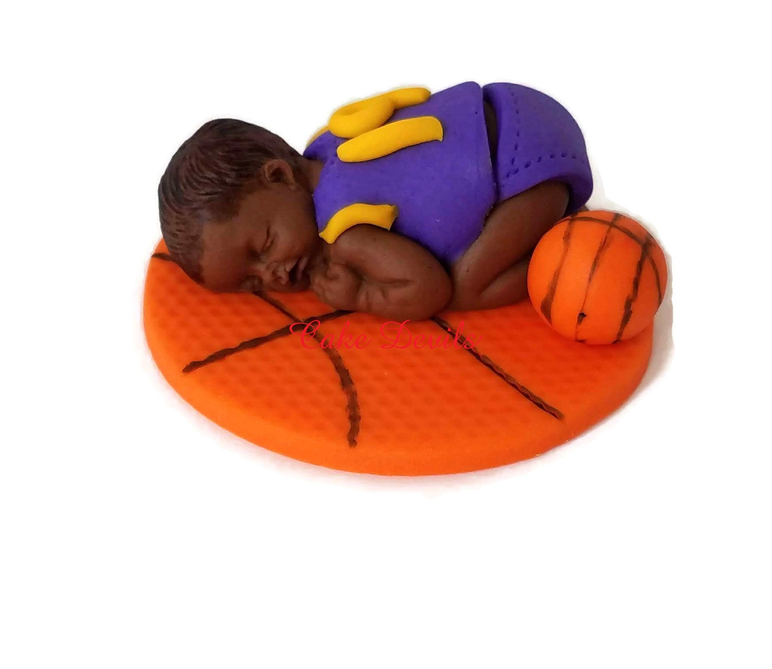 Fondant Baby Boy Basketball Cake Topper Sleeping Baby Shower - Etsy