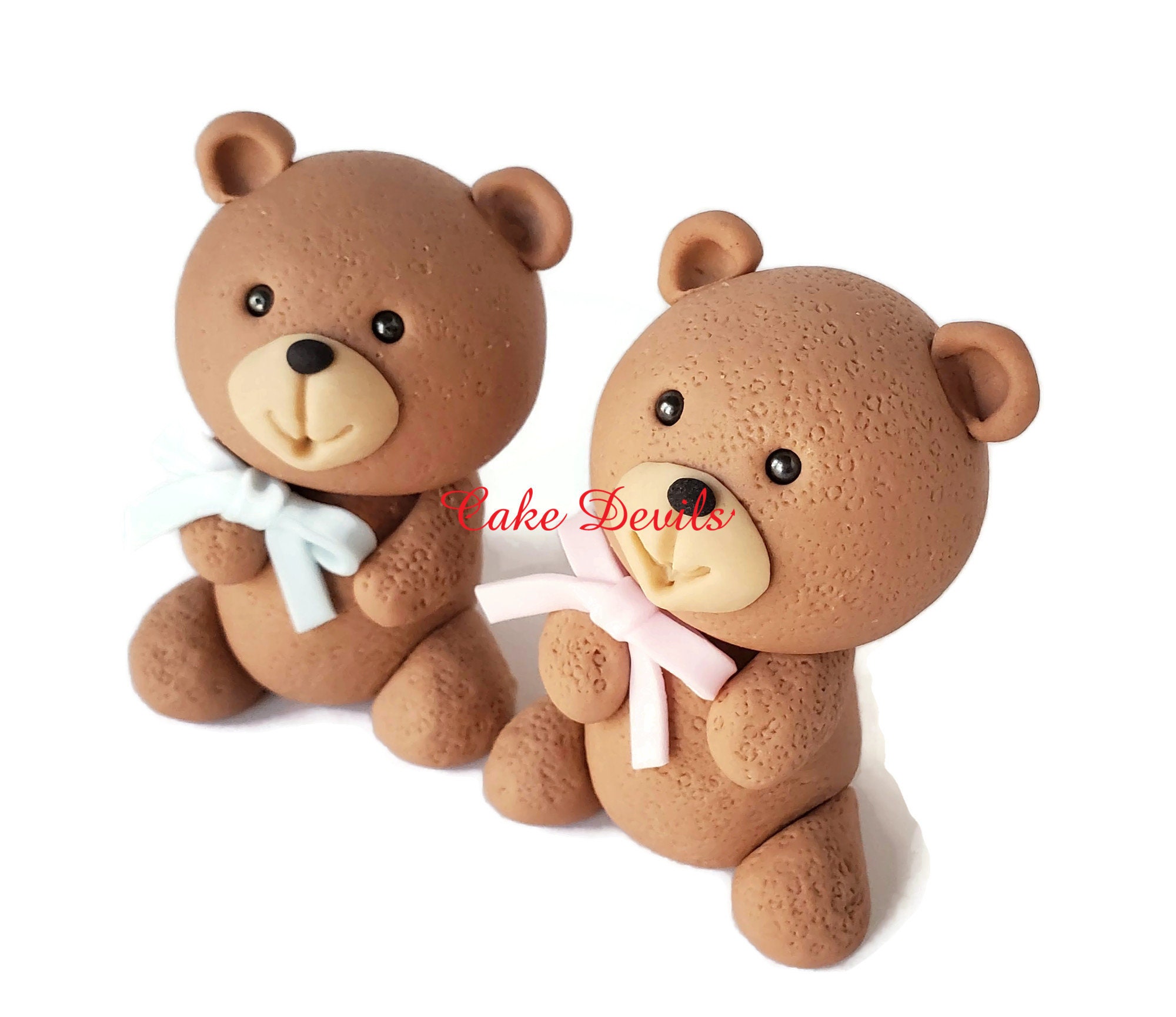 Fondant Teddy Bear Cake Toppers Great for a Gender Reveal or - Etsy