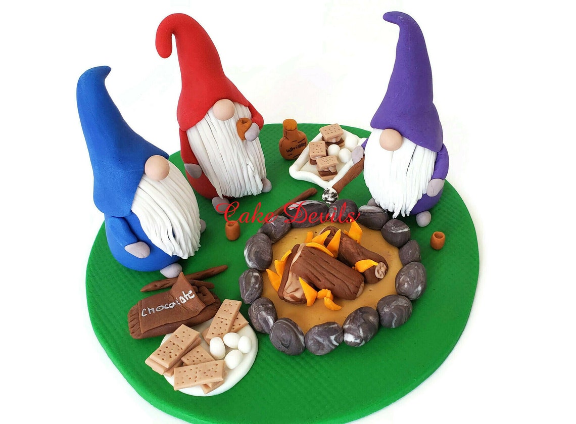 Fondant Gnomes Cake Topper Gnomes Cake Decorations Around a - Etsy