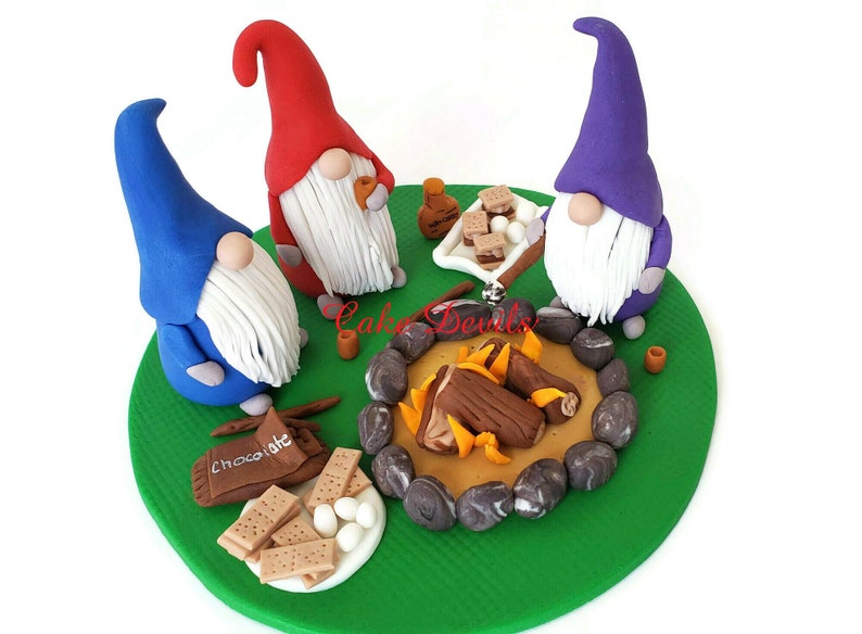 Fondant Gnomes Cake Topper Gnomes Cake Decorations Around a - Etsy
