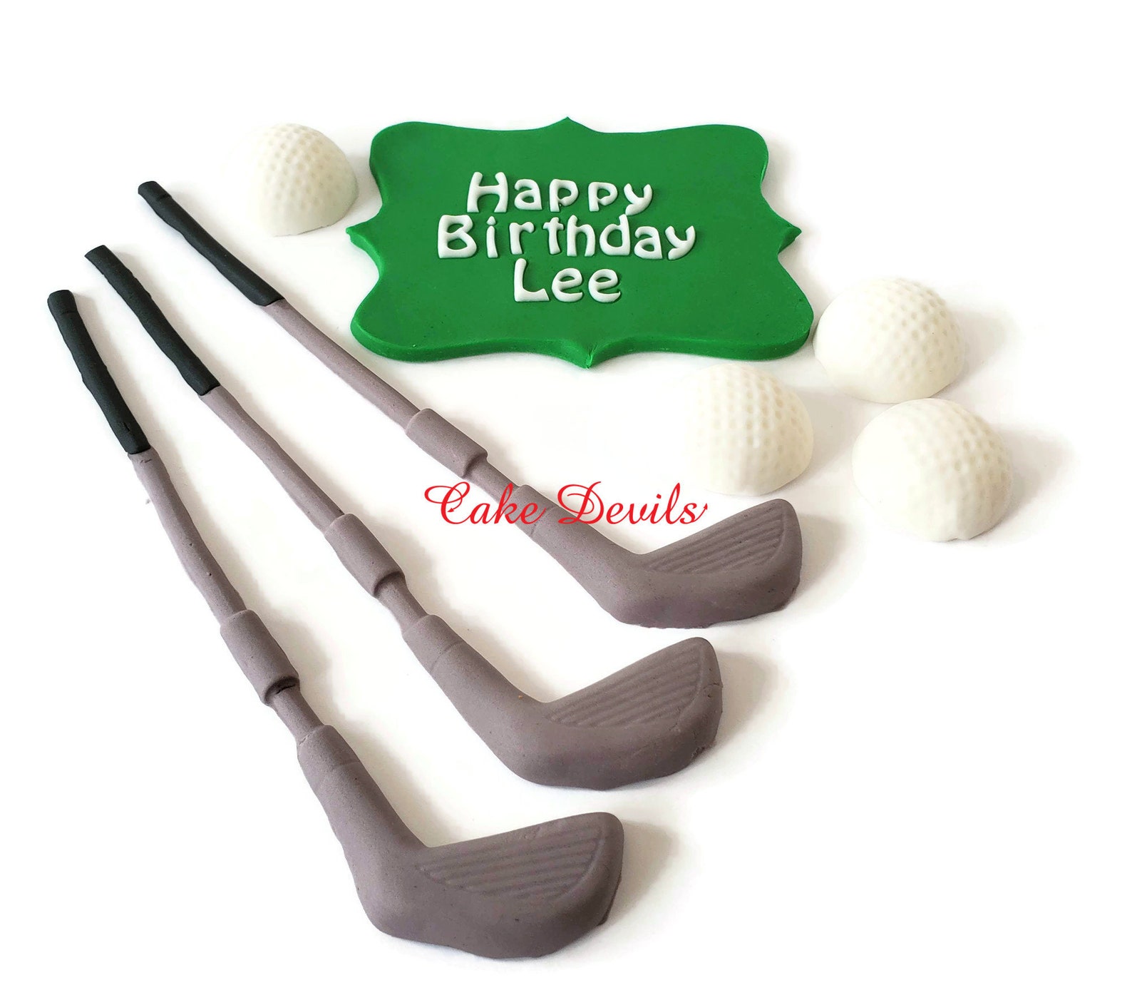 Fondant Golf Cake Toppers Golf Clubs Golf Balls and Plaque | Etsy