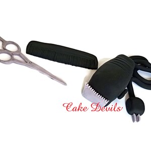 Fondant Barber Shop Cake Toppers, Hair Clippers Cake Decoration, Comb ...