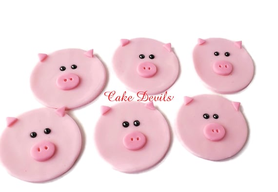 Fondant Pig Cupcake Toppers, Handmade Edible Pigs, Pig Cupcake ...