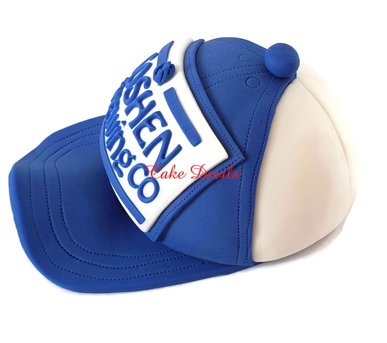 Fondant Baseball Cap Cake Topper, Personalized Two Toned Baseball Cap ...