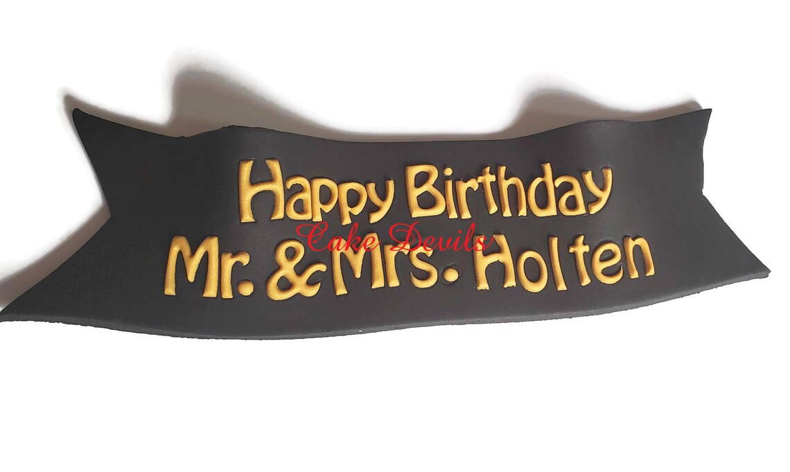 Personalized Fondant Plaque / Banner for Cake, Sign for Cake, Happy ...