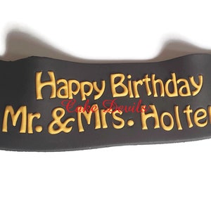 Personalized Fondant Plaque / Banner for Cake, Sign for Cake, Happy ...