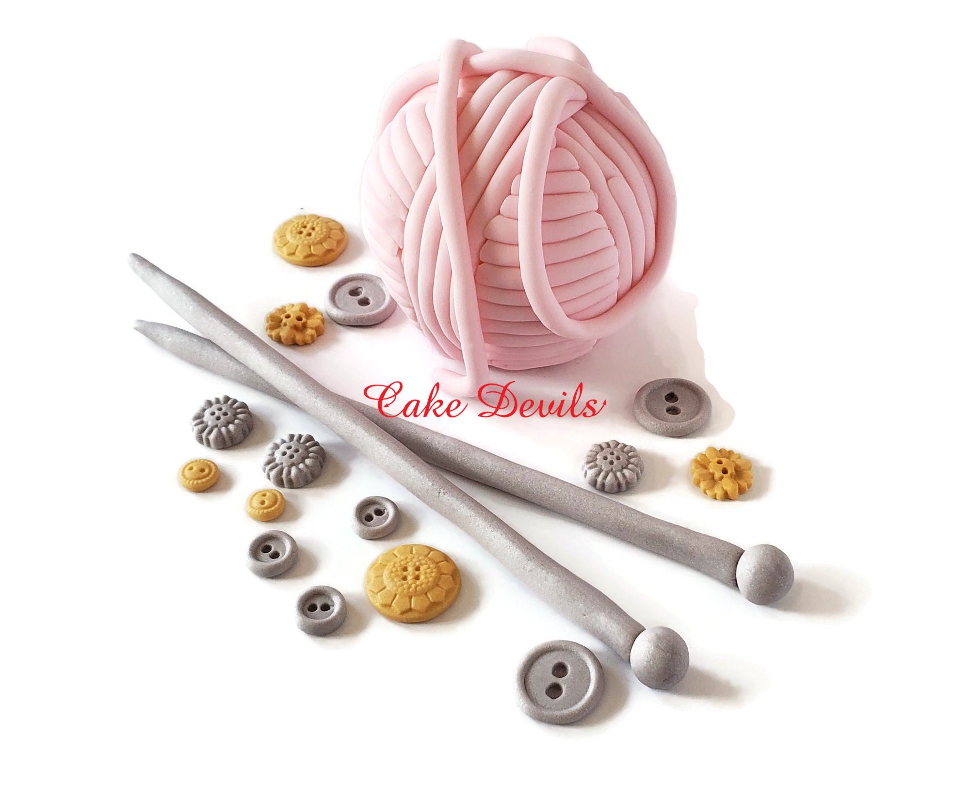 Knitting Cake Decorations, Big Fondant Yarn Ball Cake Topper, Knitting ...