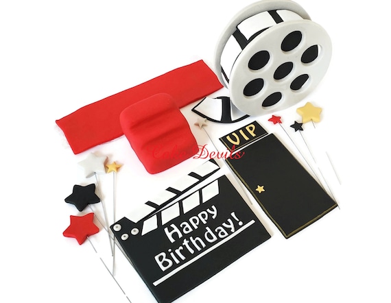 Movie Star Hollywood Fondant Cake Toppers Film Reel Red - Etsy
