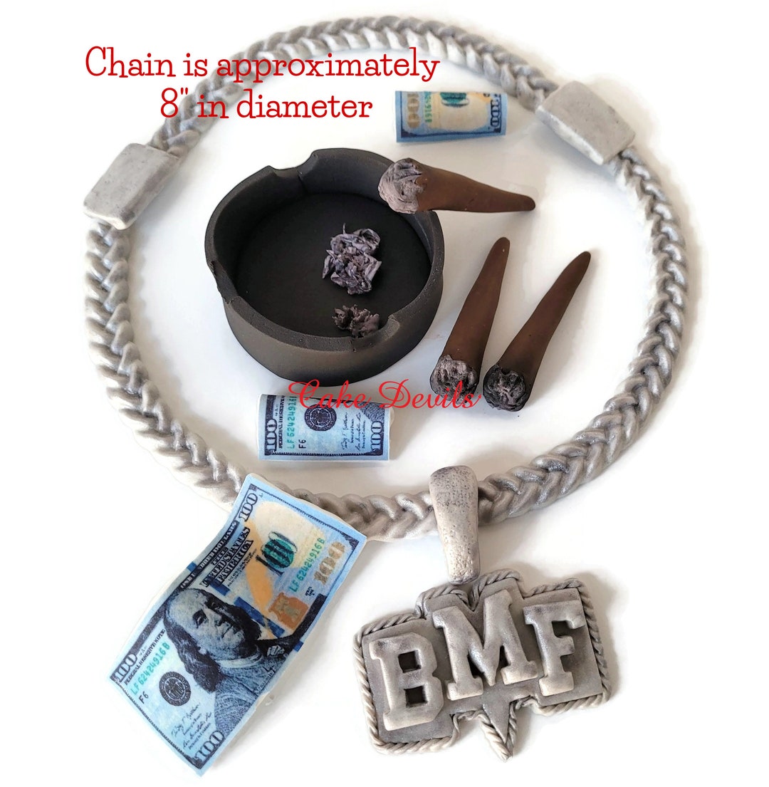 Fondant Large Link Miami Chain With 3 Initial Plate, Blunts or Joints ...