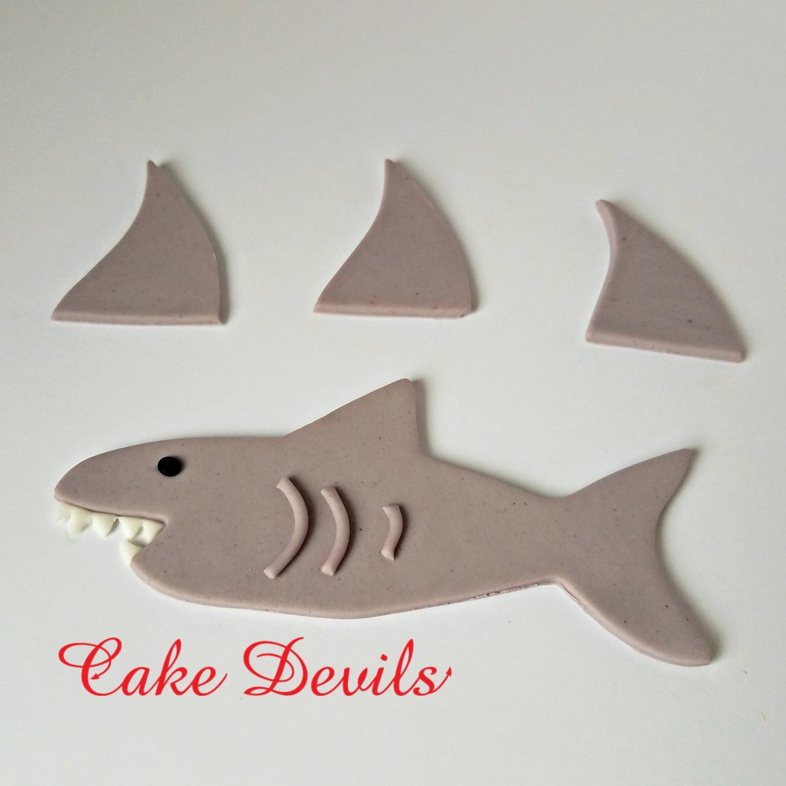 Shark Fin Fondant Cupcake Toppers, Shark Cake Topper, Shark Cake ...