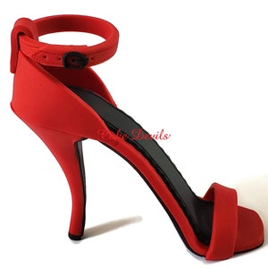 Red Stiletto High Heel Shoe Cake Topper, Fondant Sexy Sandal, Handmade ...