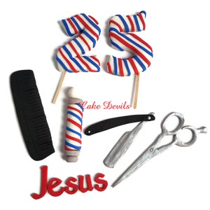 Barber Shop Cake Toppers, Comb & Scissors Cake Toppers, Fondant ...