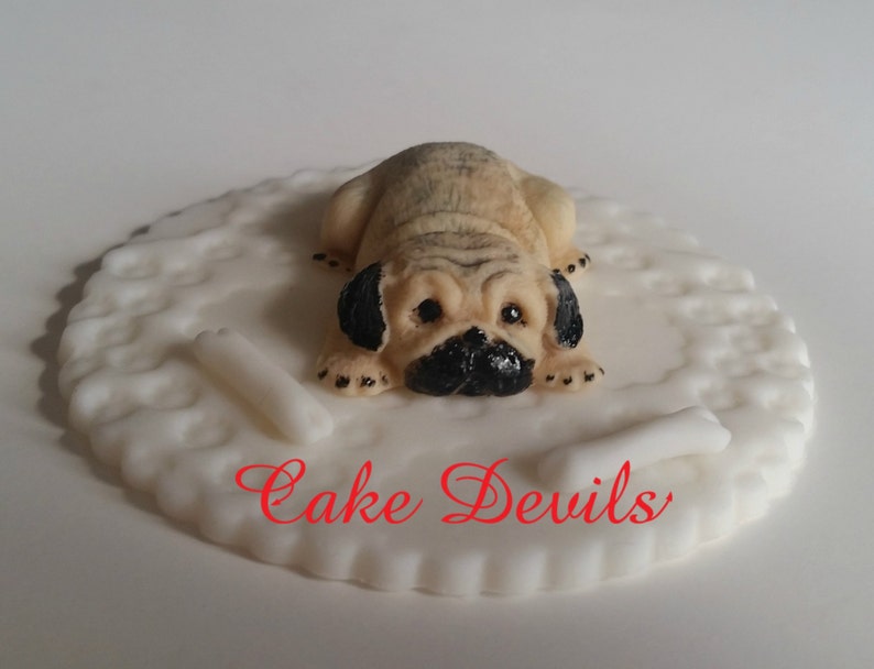 Fondant Pug Cake Topper Small Pug Cake Decorations Small - Etsy