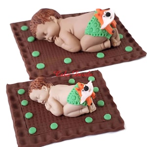 Fondant Fox Sleeping Baby Shower Cake Topper, Woodland Baby Shower, Fox ...