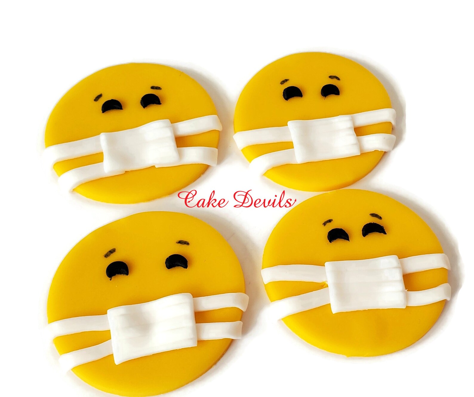 Face Mask Cupcake Toppers Fondant Face Mask Emoji Cupcake | Etsy