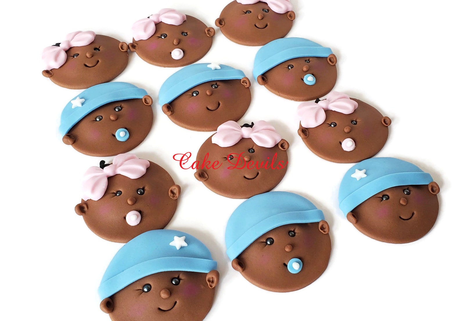 Picnic Baby Shower Cake Topper, Baby Face Cupcake Toppers, Fondant ...