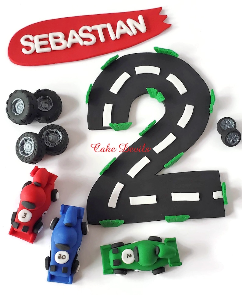 Race Car Cake Decorations Fondant Race Cars and Race Track | Etsy