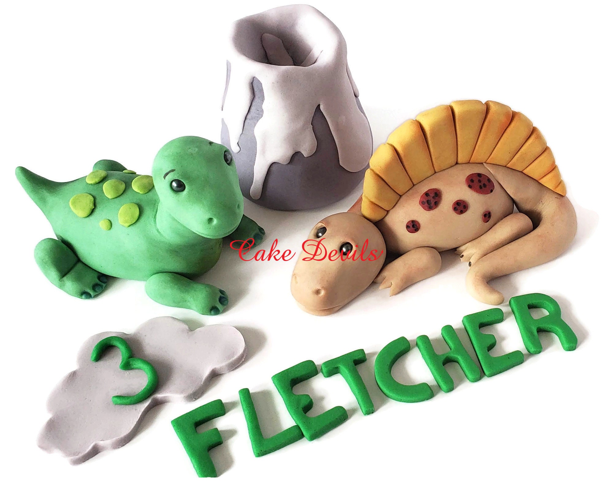 Fondant Brontosaurus and Spinosaurus Dinosaur Cake Toppers | Etsy