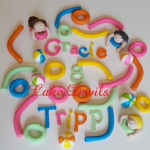 Pool Party Cake Topper Kit - Fondant, Handmade Edible, Beach Ball Cake ...