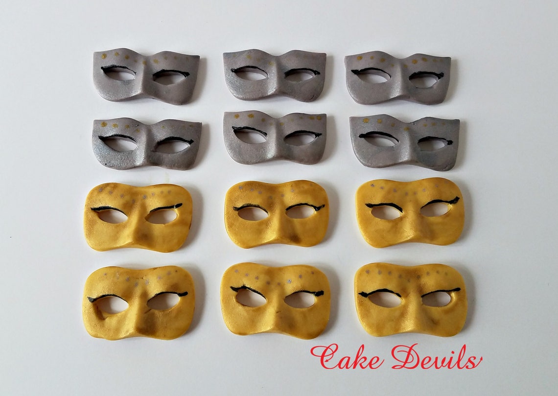 Masquerade Mask Cupcake Toppers, Fondant Masquerade Masks, Handmade ...