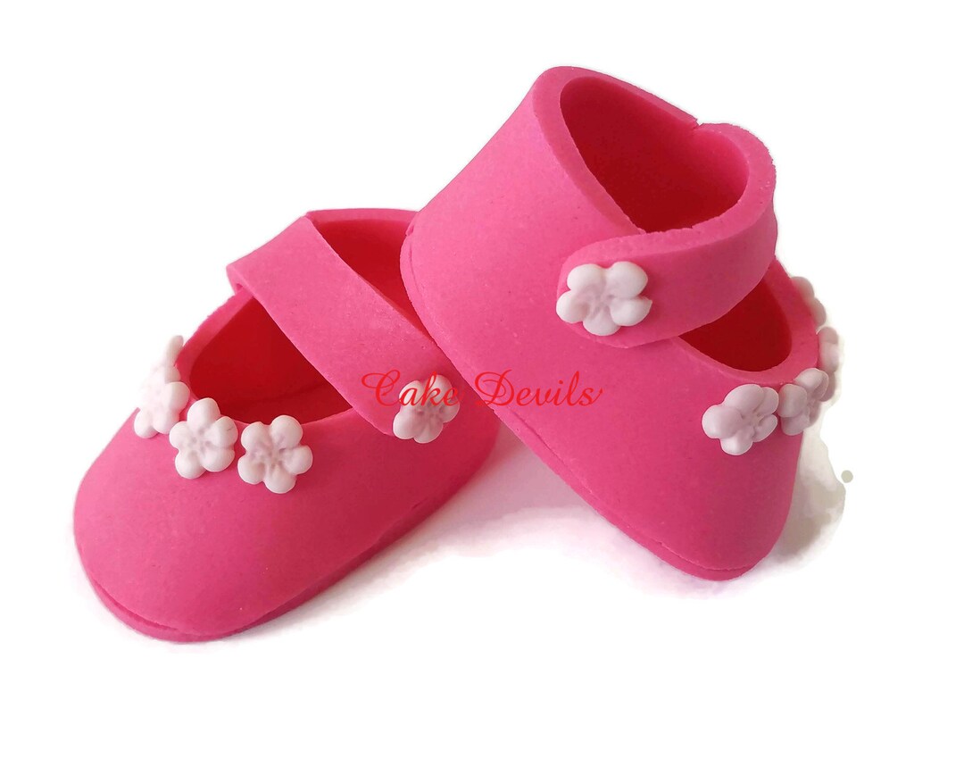 Baby Shower Cake Topper, Fondant Baby Booties With Flowers, Baby Shoes ...