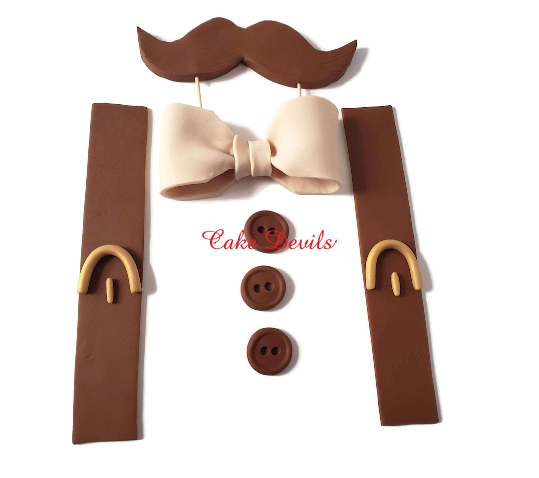 Fondant Little Man Cake Toppers, Mustache, Bow Tie, and Suspenders ...
