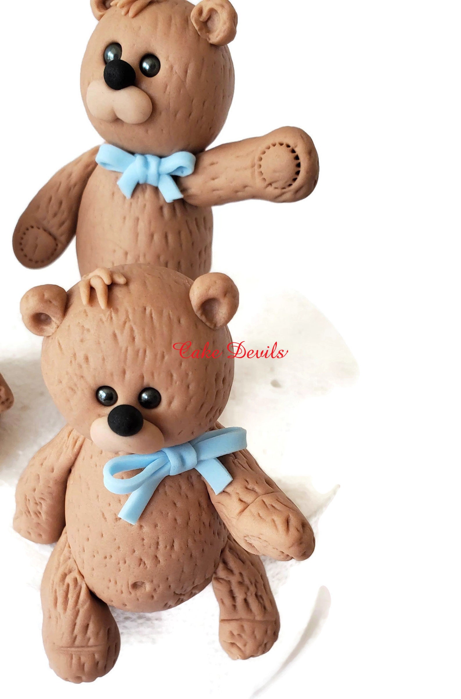 Fondant Teddy Bear Cake Toppers Fuzzy Bear Cake Decorations | Etsy