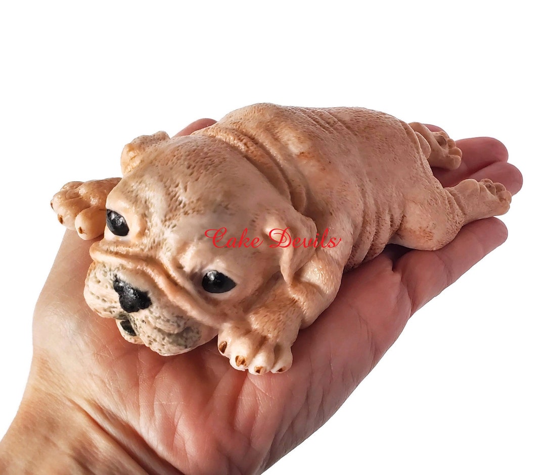 Fondant Bull Dog Cake Topper, Large Dog Cake Decoration, Handmade ...