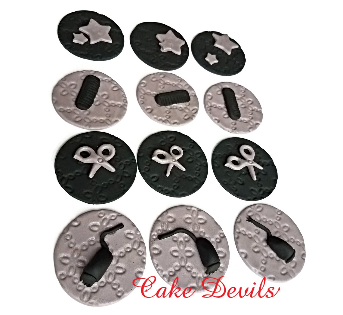 Barber Shop Cupcake Toppers, Barber Fondant Cupcake Toppers, Clippers ...