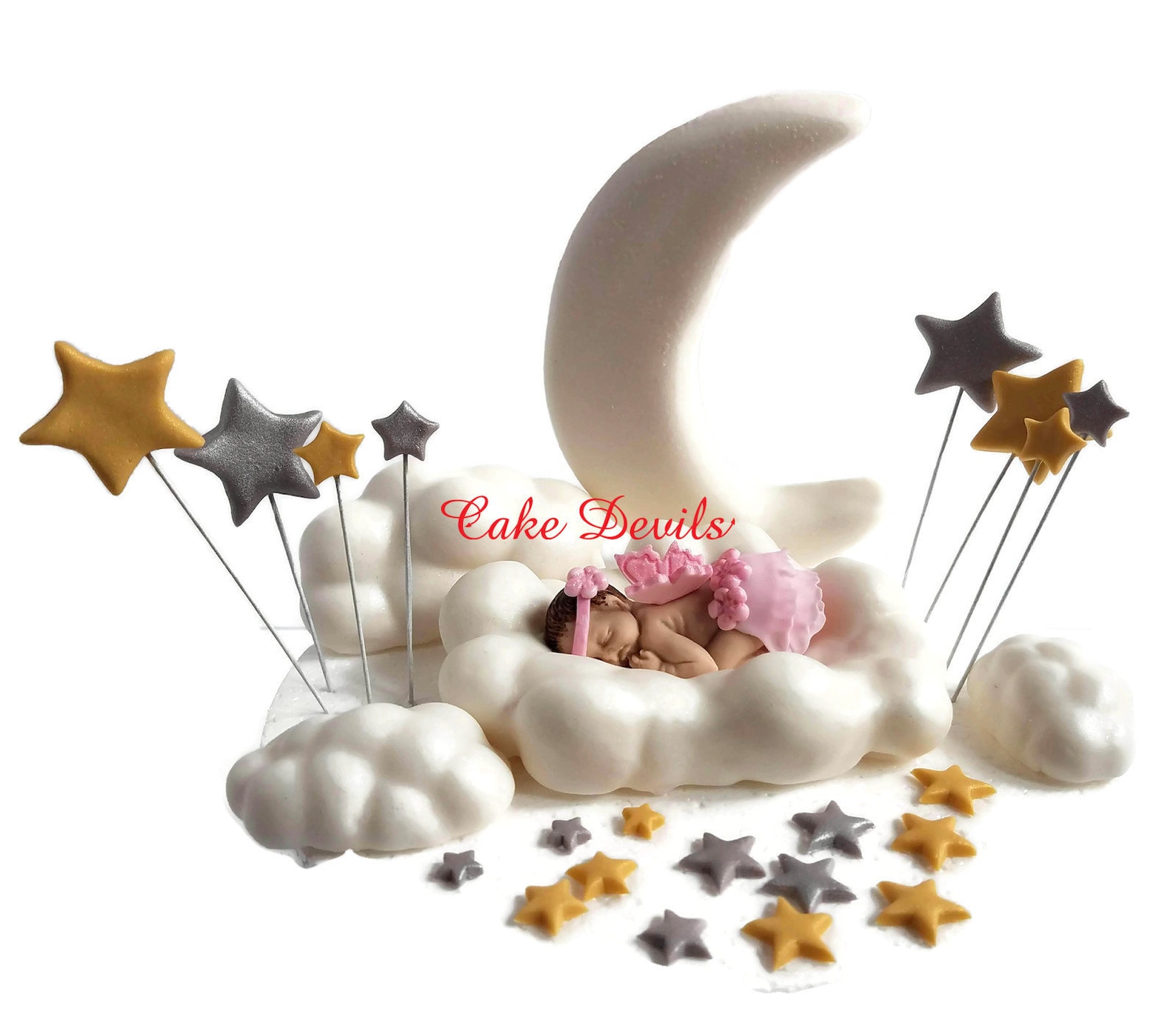Twinkle, Twinkle Little Star Cake Topper, Fondant Baby on Cloud ...