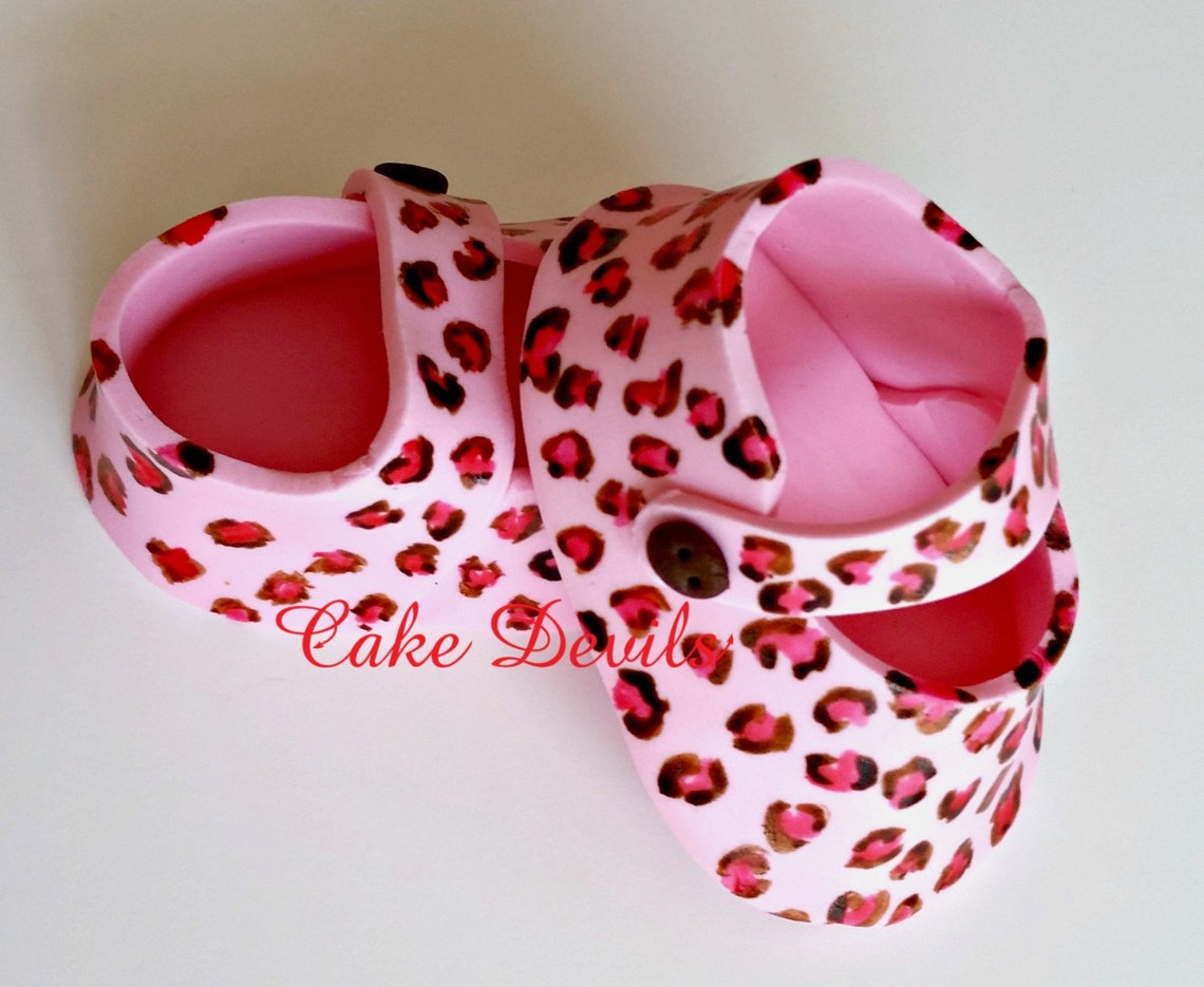 Leopard Print Fondant Baby Booties, Baby Shower, Handmade Cake Topper ...