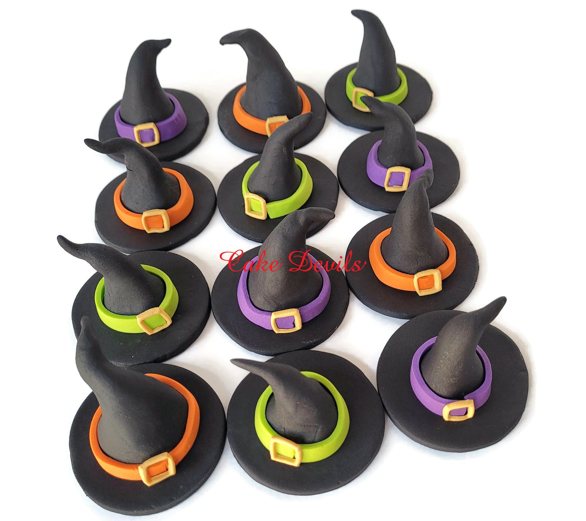 Fondant Witch's Hat Cupcake Toppers, Halloween Cake Decorations, Witch ...