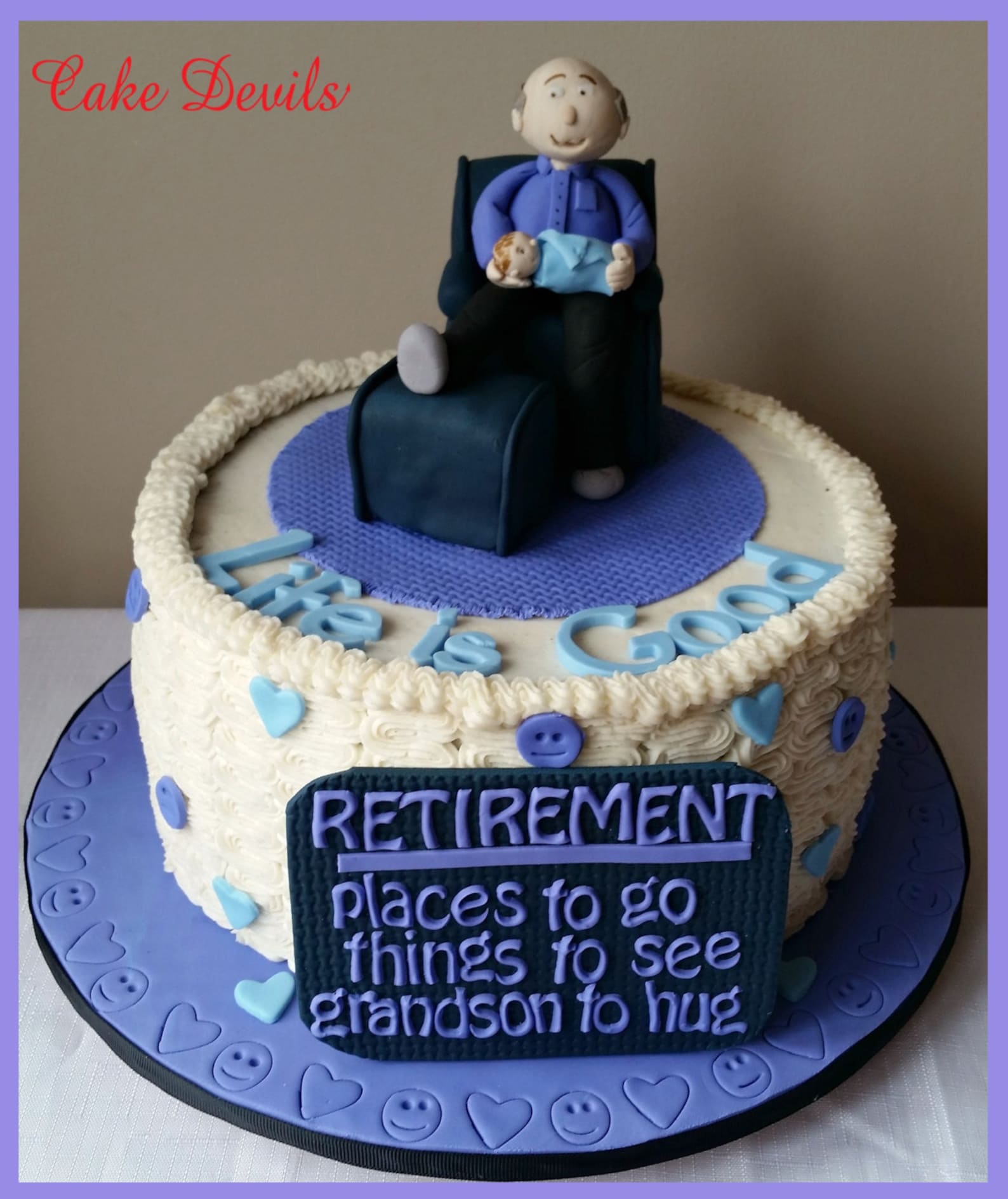 Retirement Cake Topper, Man Cake in Chair Topper, Fondant Handmade ...