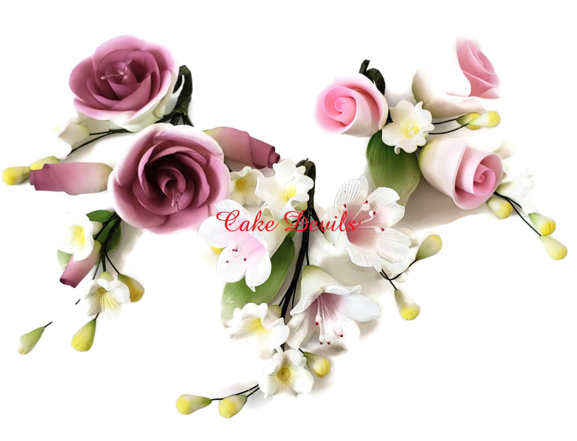 Special Small Fondant Floral Spray Cake Topper Roses Calla - Etsy