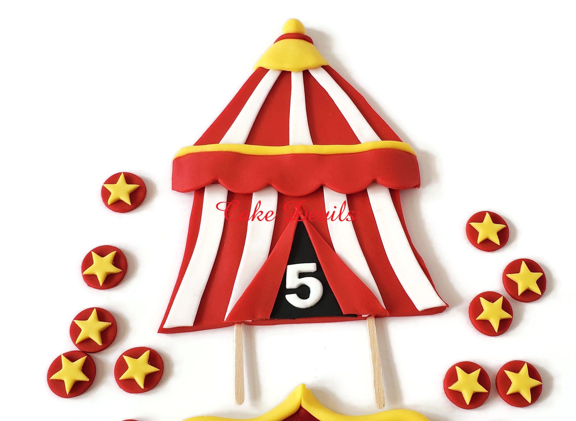 Circus Cake Toppers Fondant Circus Tent Circus Cake | Etsy