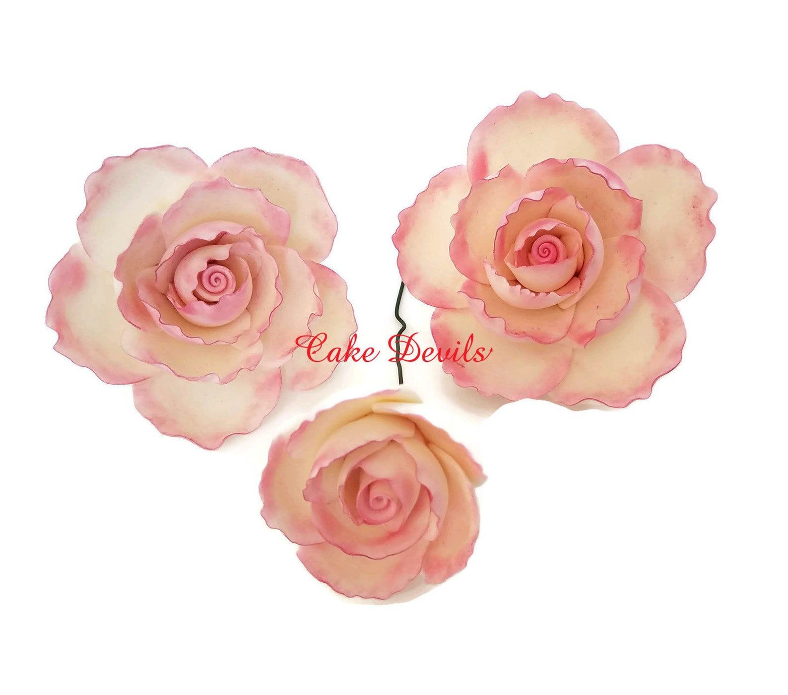 Large Ruffled Edge Gumpaste Roses Cake Toppers Fondant Flower - Etsy